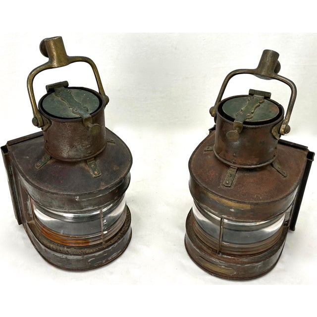 Matched Pair of Vintage Birmingham England Large Ship Salvaged Oil ...