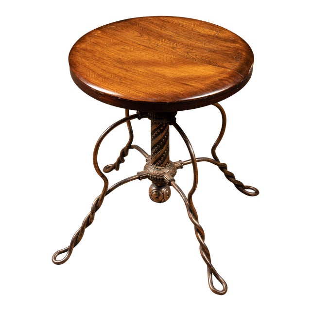 Early 20th Century Japanned Copper and Wood Stool | Chairish