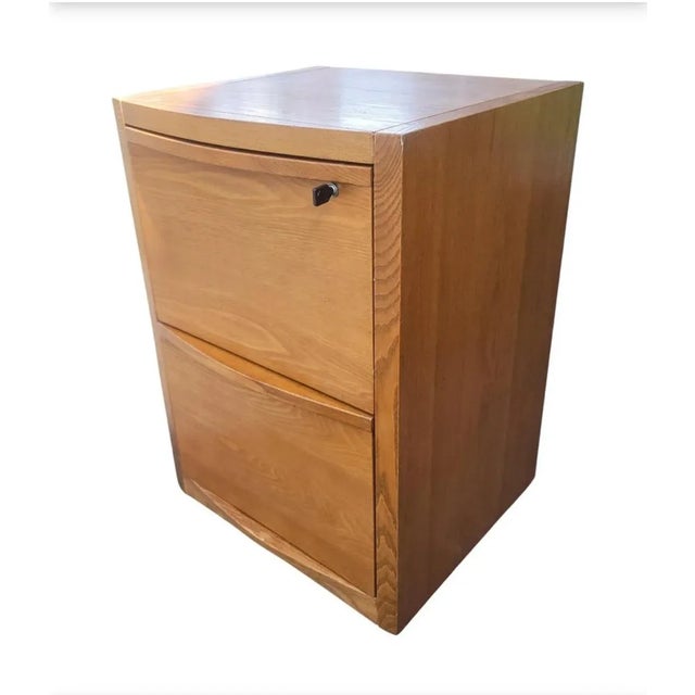 Solid Oak Two-Drawer Locking Filing Cabinet | Chairish