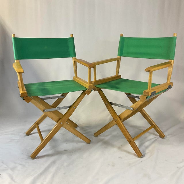 Vintage Folding Directors Chairs in Kelly Green - A Pair | Chairish