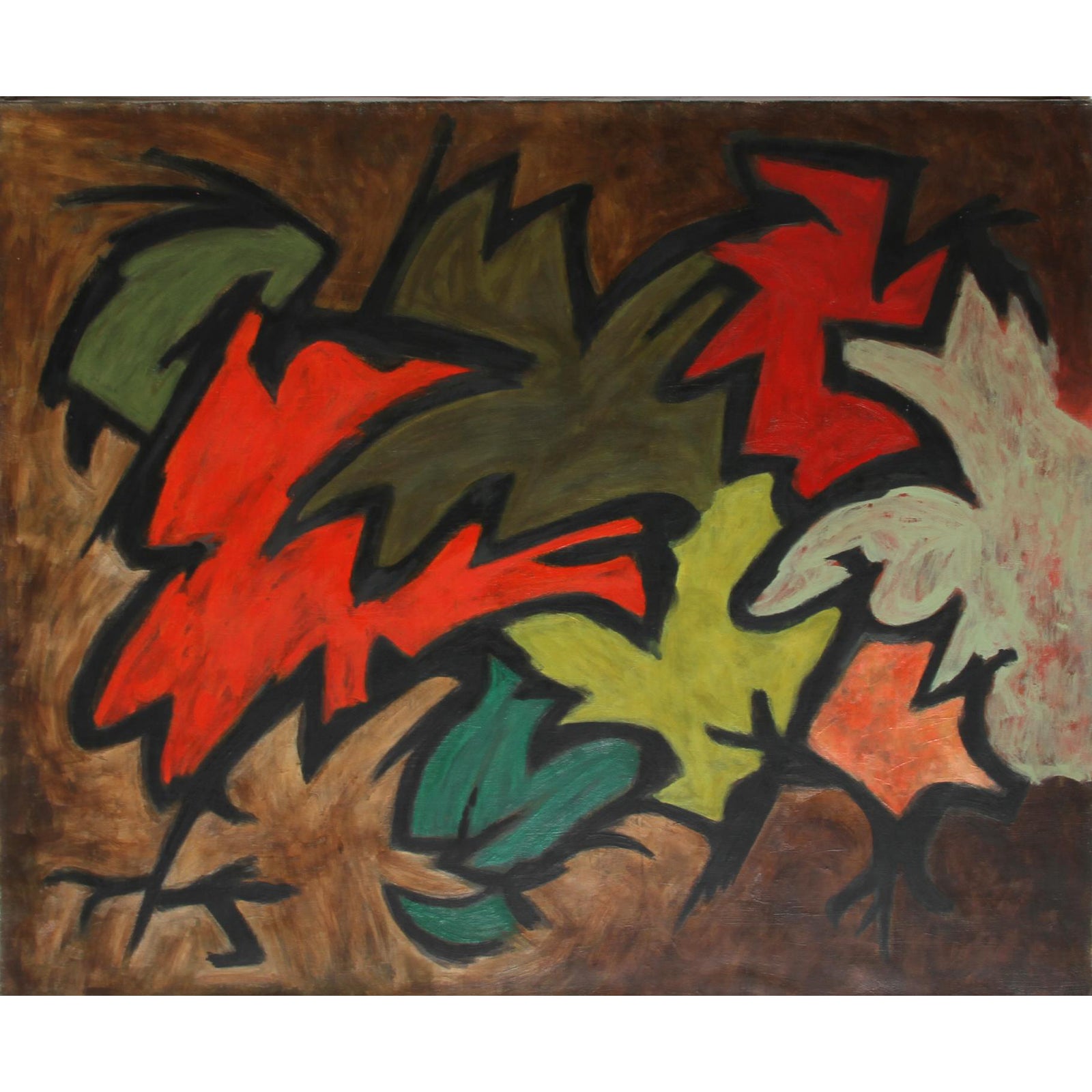 Laurent Marcel Salinas, Untitled - Abstract in Reds and Greens, Oil on ...