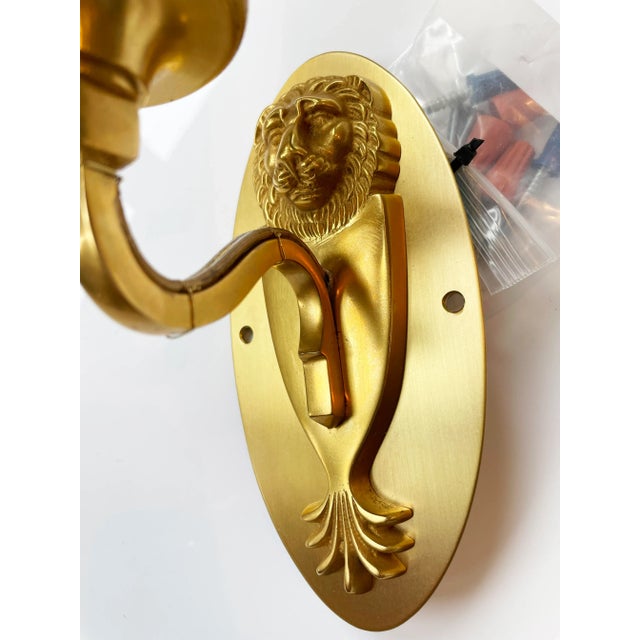 21st Century Marvin Alexander Louis XVI Style Gilt Bronze Lion Sconces ...