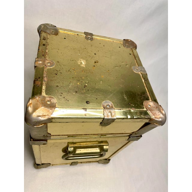 Vintage Nautical Style Polished Brass Trunk, Small | Chairish