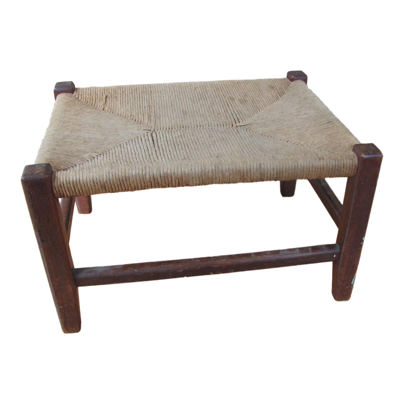 1940s Woven Rush Footstool American Arts & Crafts Style | Chairish