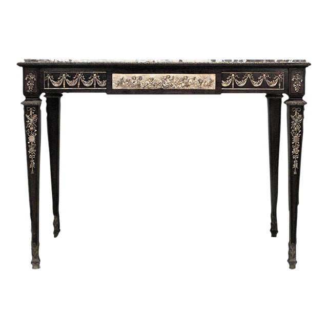 French Louis XVI Style Mahogany Cupid Center Table with Marble Top ...