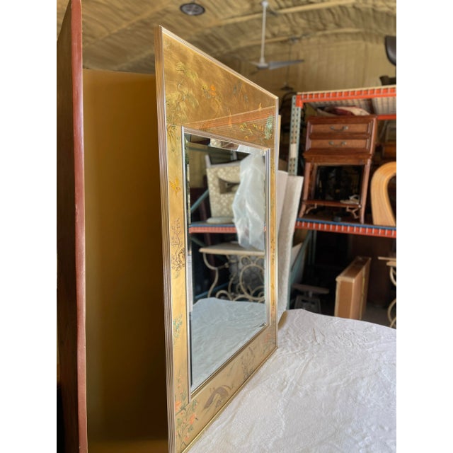 Vintage La Barge Hand Painted Gold Leaf Rectangular Decorative Mirror | Chairish