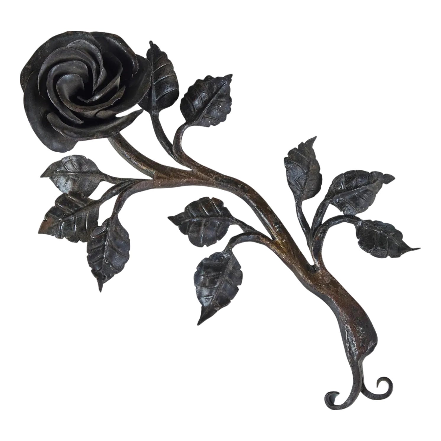 Cast Iron Rose Sculpture | Chairish