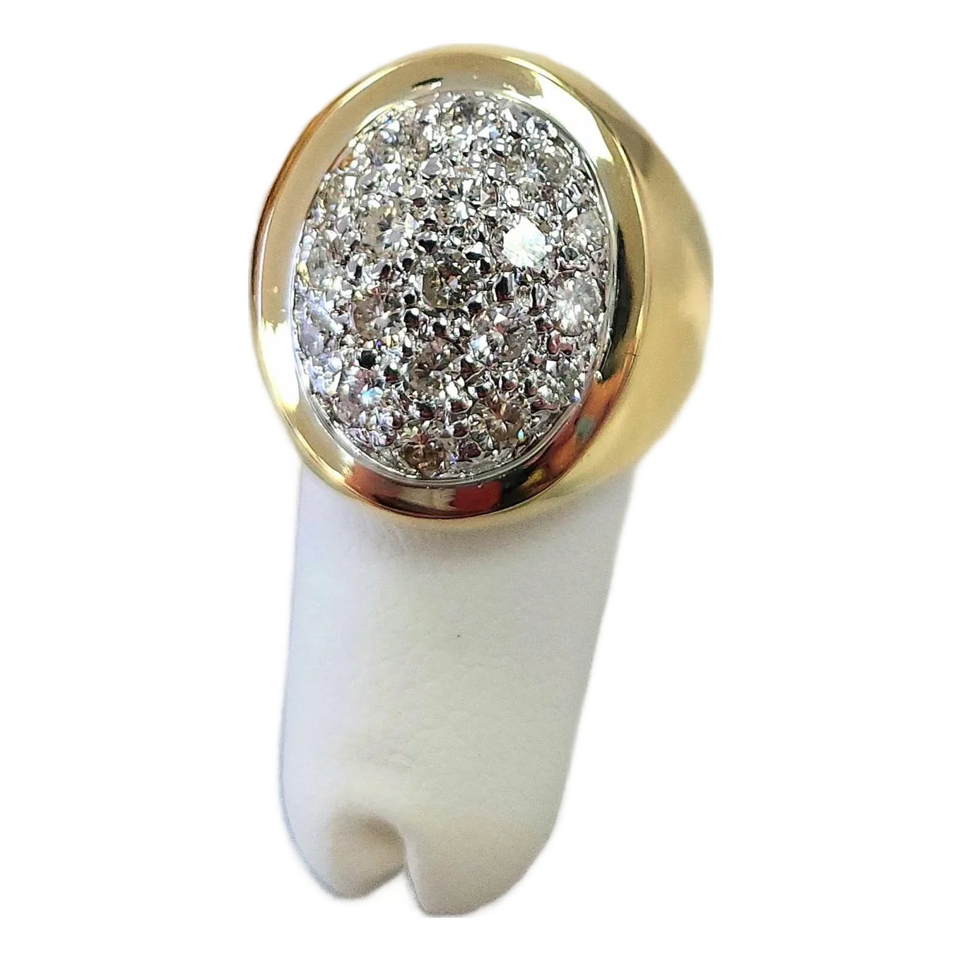 1980s Vintage 1980s 14k Gold Oval Dome 1 Carat Diamond Signet Ring ...