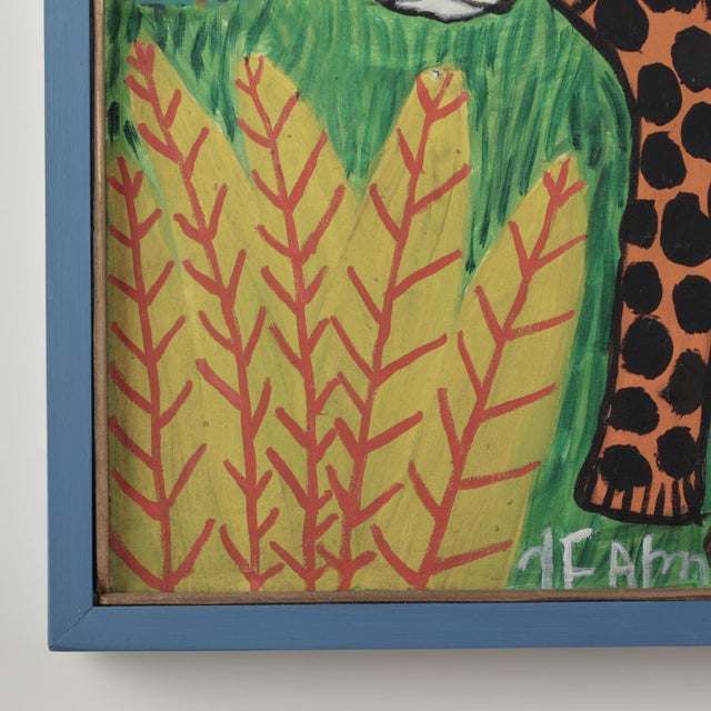 Vintage Haitian Painting of a Leopard by Ti Tra Jean Fatreuse Delva ...