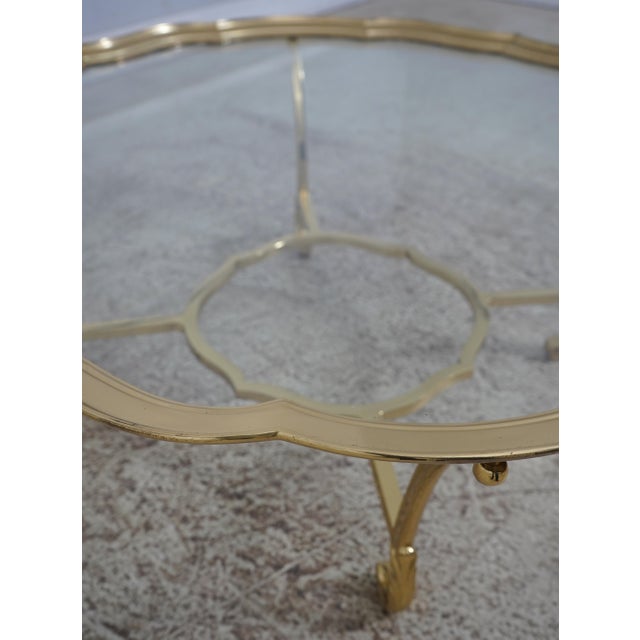 Labarge Large Brass Base Glass Top Coffee Table | Chairish