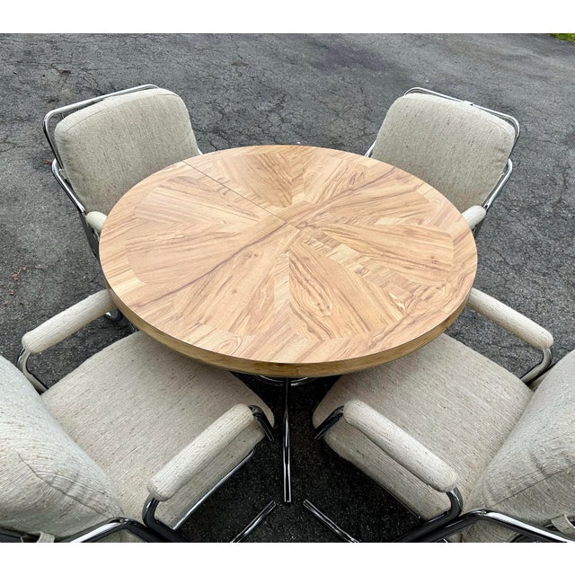 1970’s Modern Jerry Johnson Style Tubular Chrome Dining Chairs & Table ...