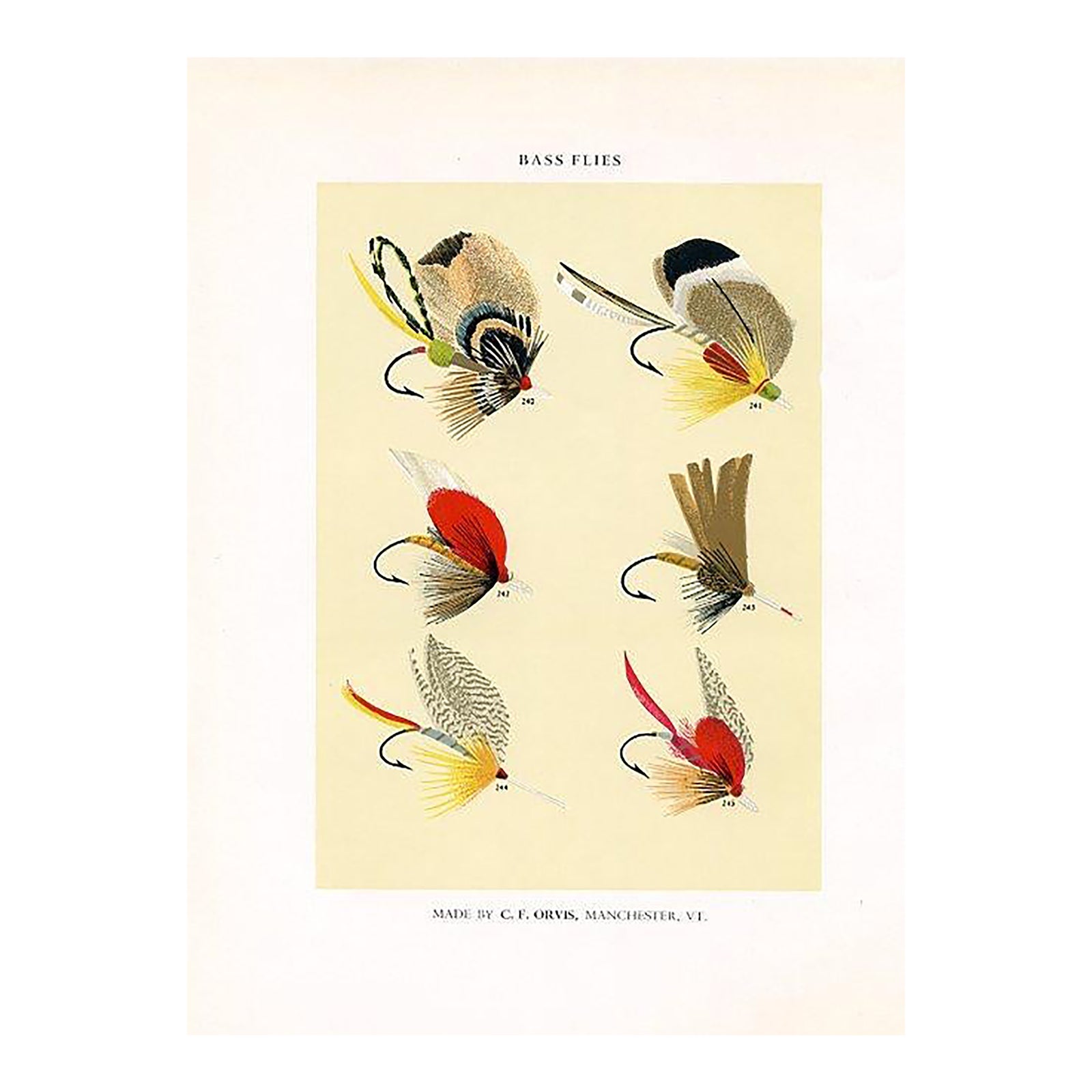 Vintage Bass Fishing Flies Print by Charles Orvis, Original Vintage ...