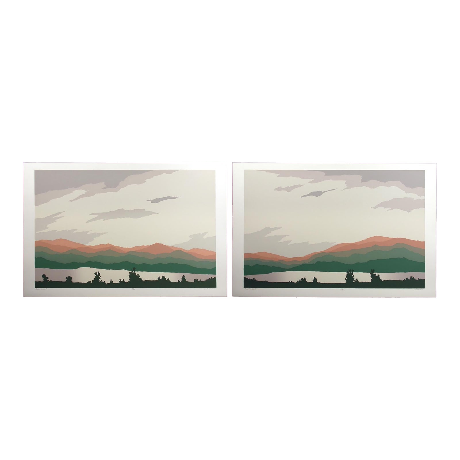 1980s Jim Boutwell "Shadow Mountain I&ii" Diptych 2 Hand Signed ...