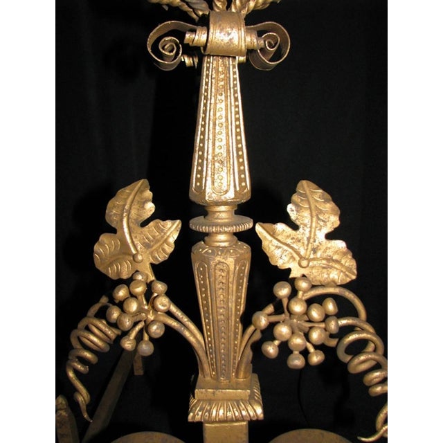 Wrought Iron and Bronze Baroque Style Andirons - a Pair | Chairish