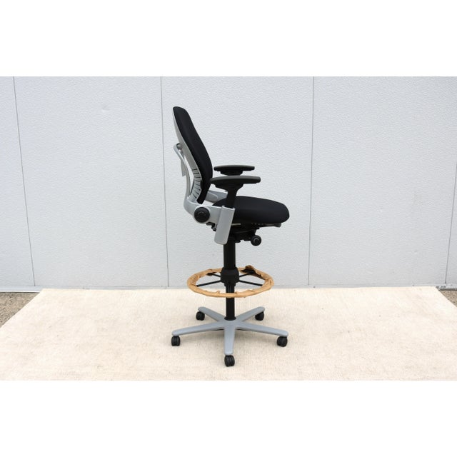 Steelcase Leap Ergonomic Stool Chair in Black Fabric Fully Adjustable ...