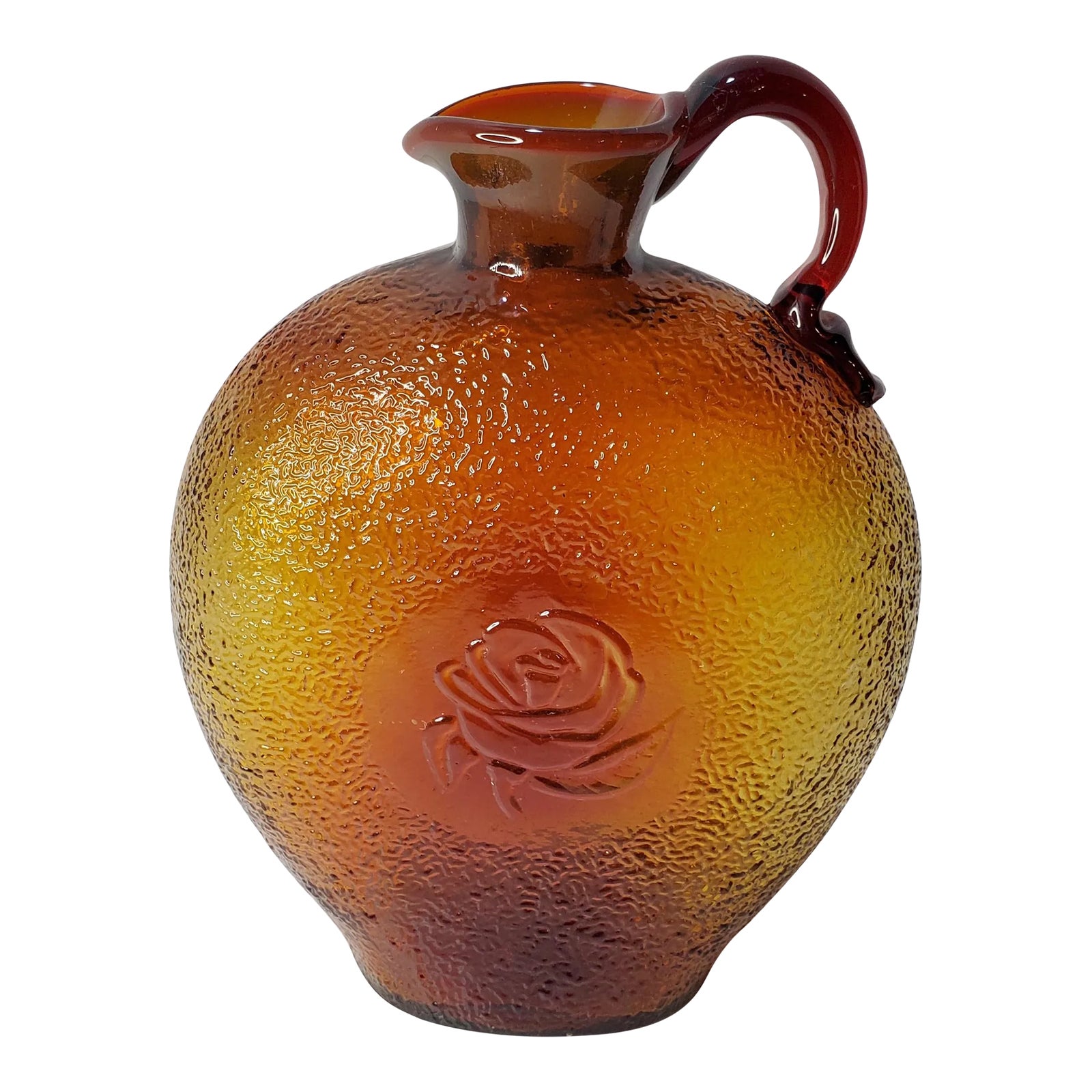 1940s Clevenger Brothers Amberina Glass Pitcher With Rose Medallion ...