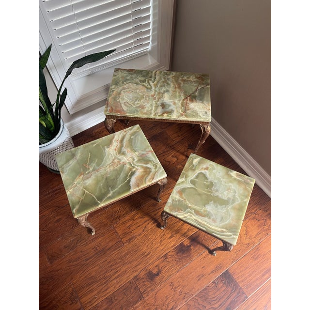 Late 20th Century Onyx Side Tables - Set of 3 | Chairish