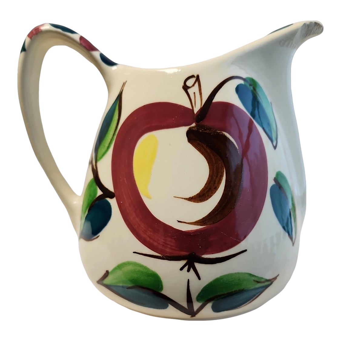 Mid 20th Century Purinton Slipware Large Apple Pitcher | Chairish