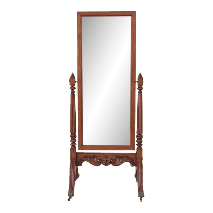 Ethan Allen 18th Century Mahogany Cheval Dressing Mirror Claw Foot ...
