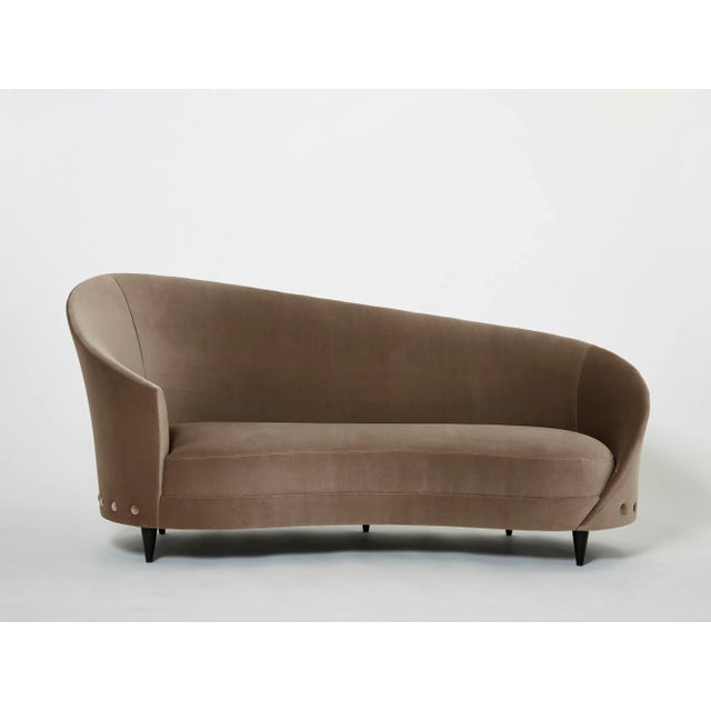 Federico Munari Velvet Rounded Meridienne Sofa 1960s | Chairish