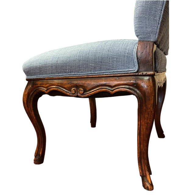 Vintage Blue Custom Upholstered Parsons Chair | Chairish