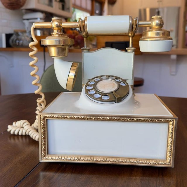 Vintage Deco-Tel French Victorian Style Rotary Dial Phone Ivory Gold ...