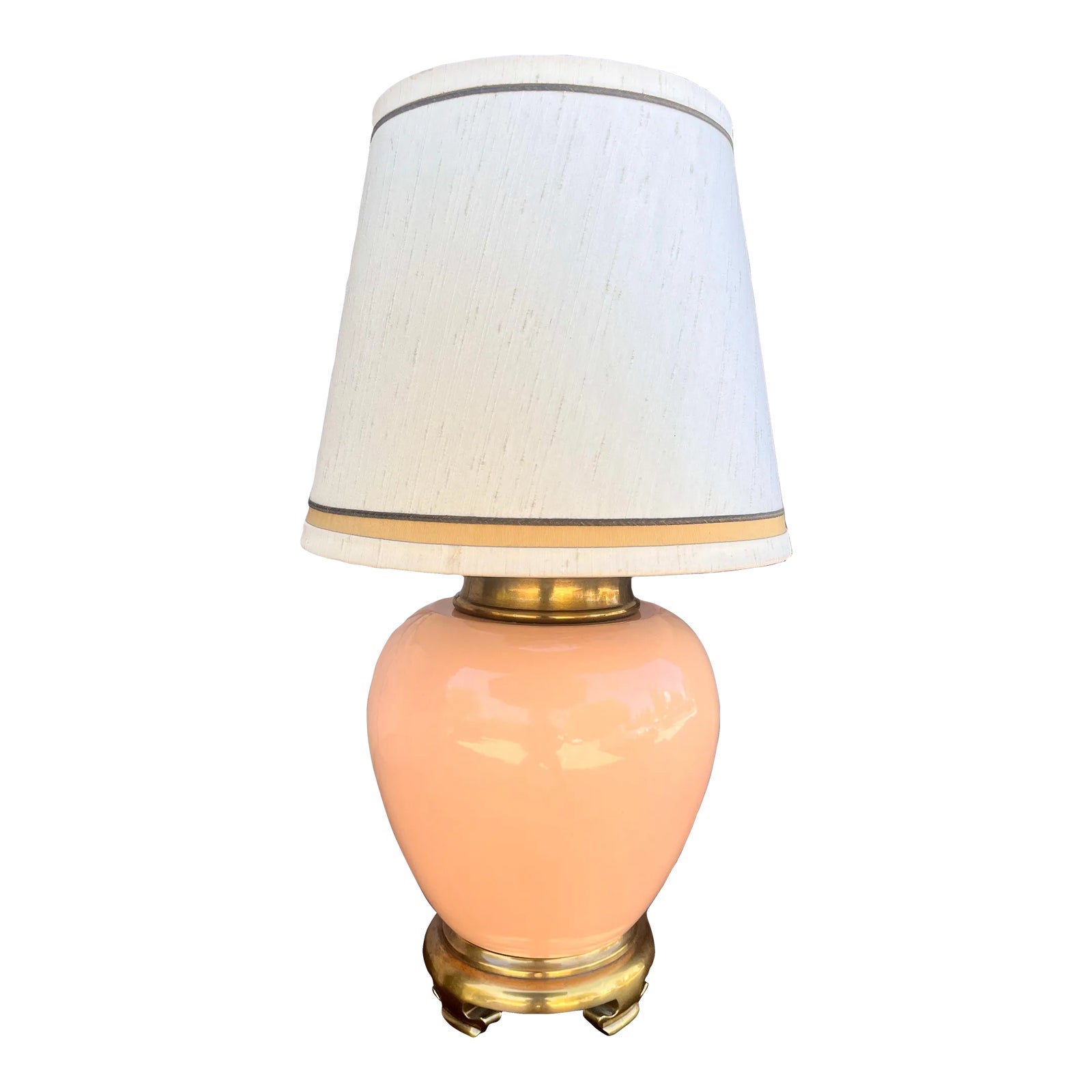 Vintage 1980's Chapman Ceramic and Brass Table Lamp | Chairish