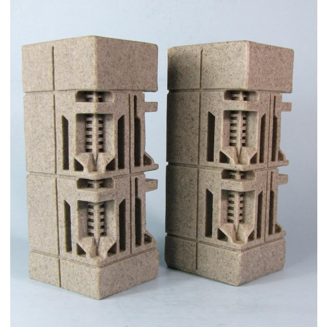 Late 20th Century Frank Lloyd Wright Style Textile Block Architectural ...