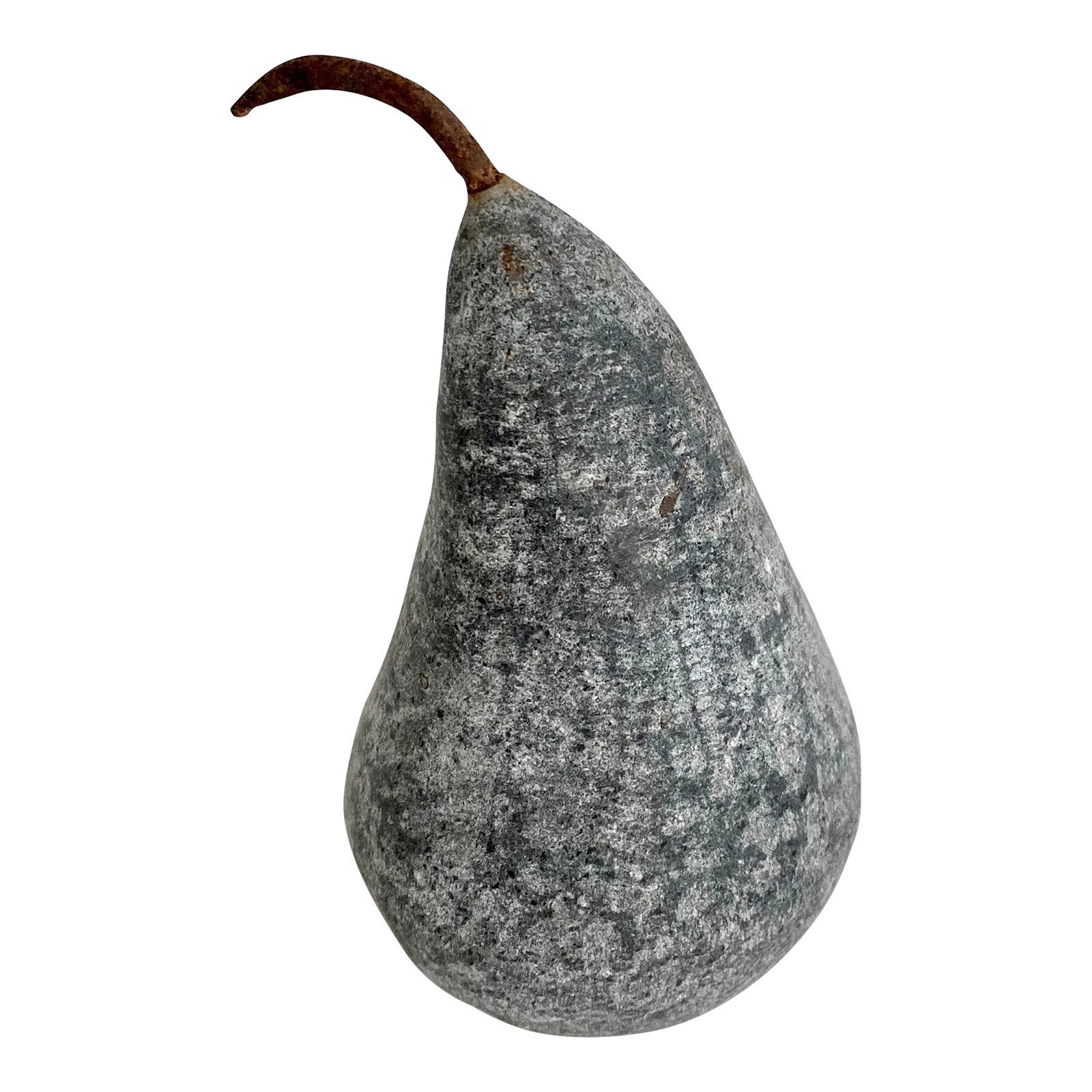 Medium Hand-Carved Gray Marble Pear | Chairish
