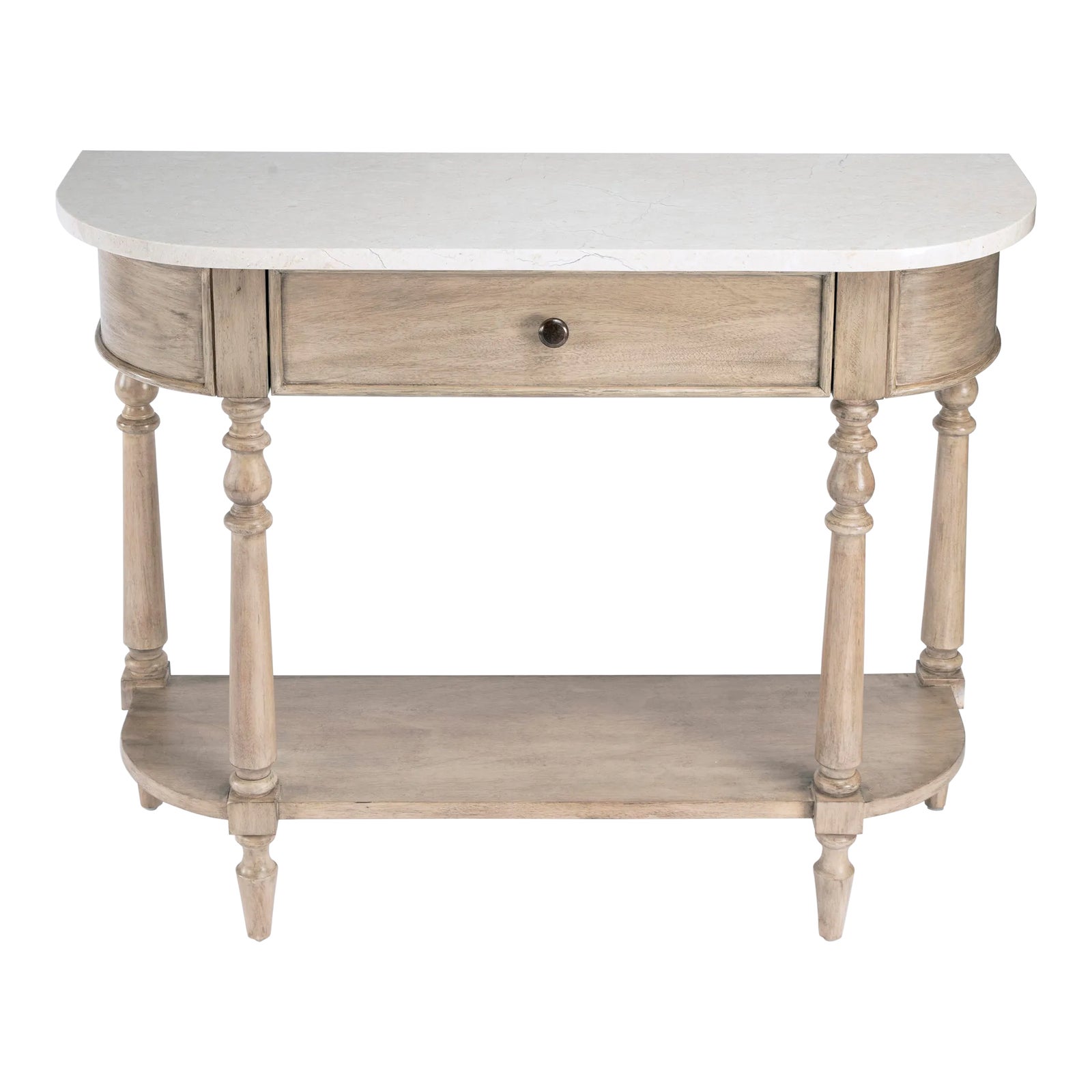 Danielle Marble 40" 1 Drawer Console Table, Tan/Beige | Chairish