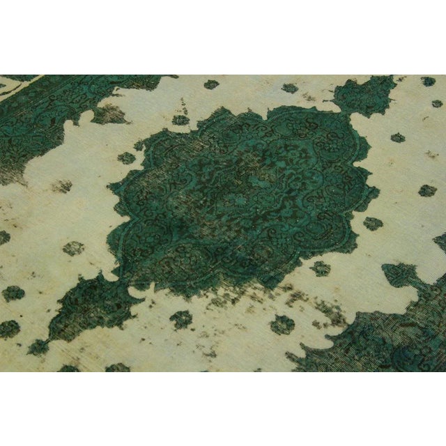 Vintage Distressed Dyed Green/Lt. Green Wool Rug - 7'10 X 11'5 | Chairish
