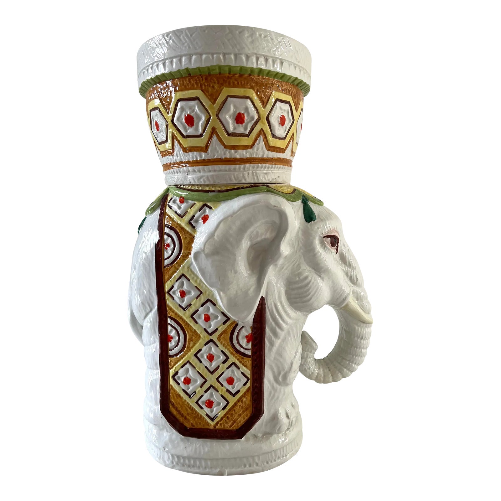 Large Italian Ceramic Elephant Planter | Chairish