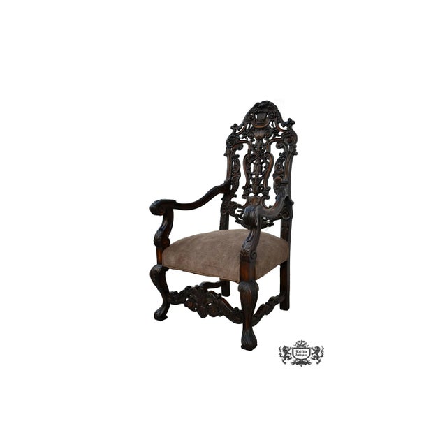 Antique Carved Walnut French Baroque Style High Back Throne Back Chair ...