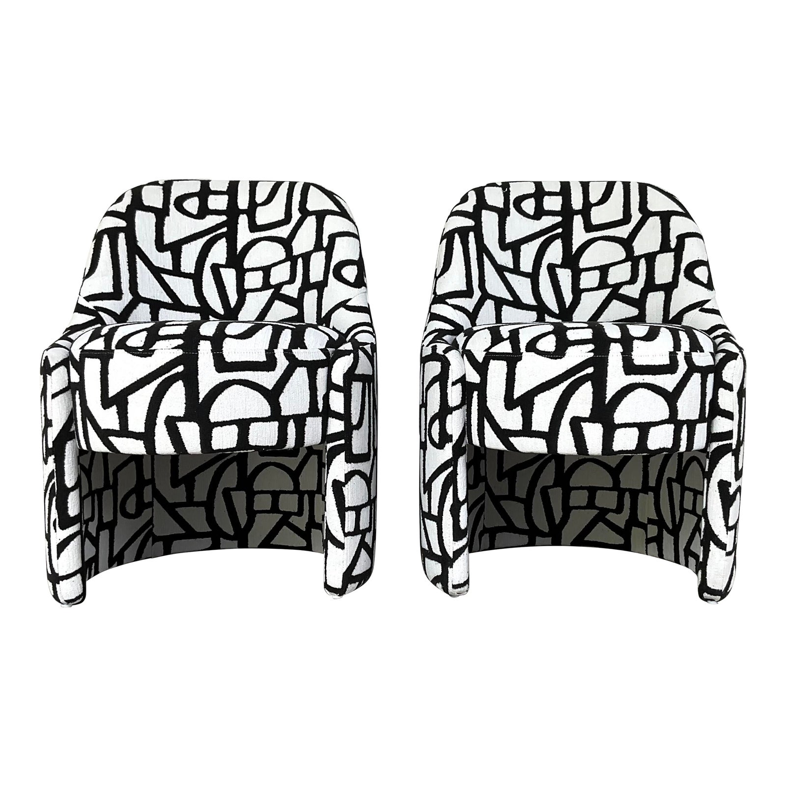 Revelation Abstract Modern Black and White Boucle Barrel Back Cozy ...
