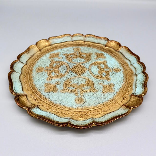 Late 20th Century Round Italian Florentine Gilt Tray | Chairish
