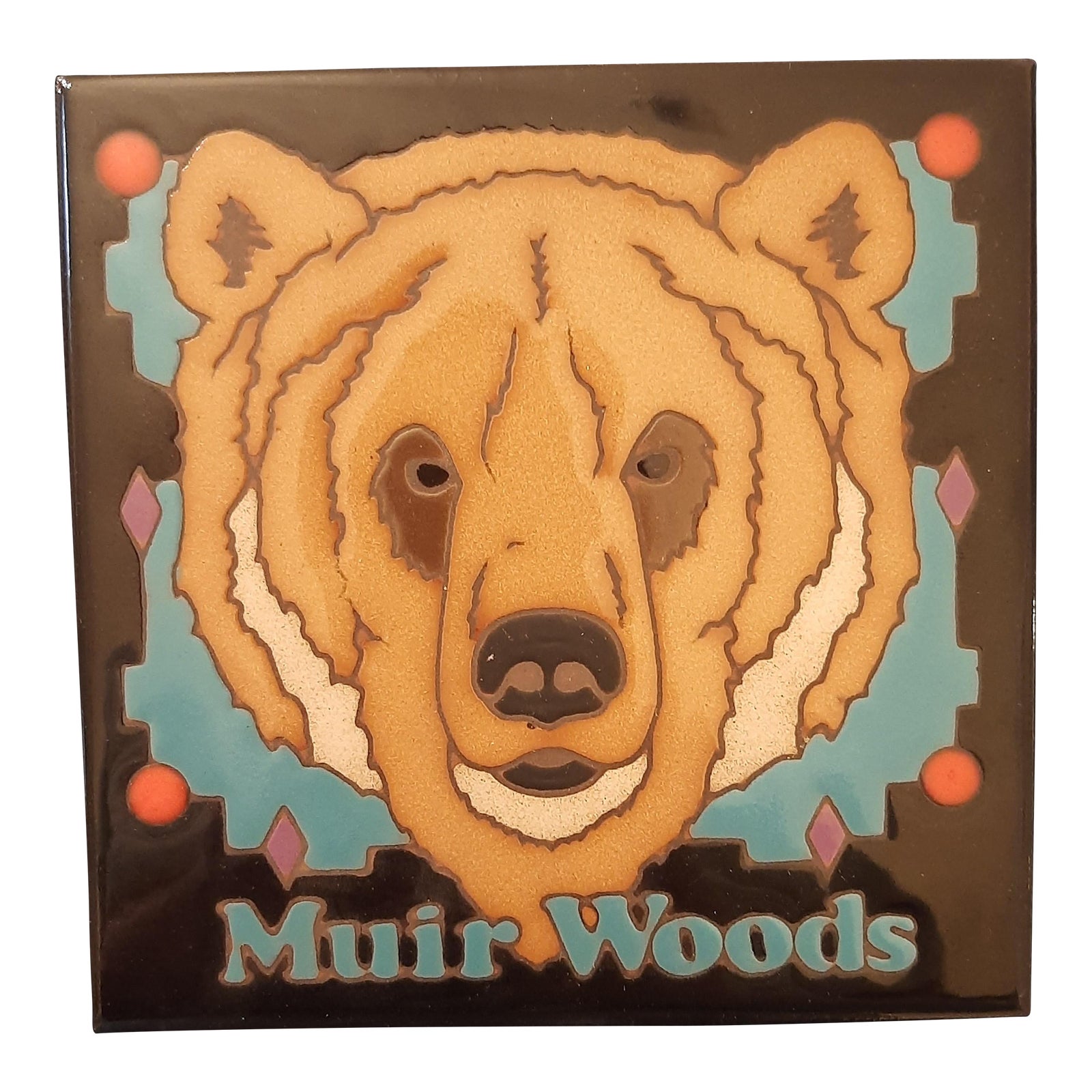 Muir Woods Bear Glazed Tile Trivet | Chairish