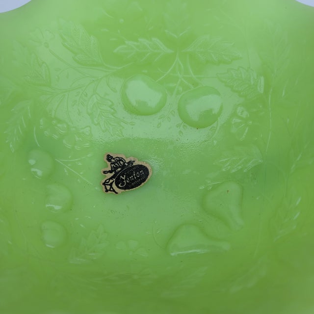 Mid 20th Century Fenton Lime Green Satin Candy Dish | Chairish
