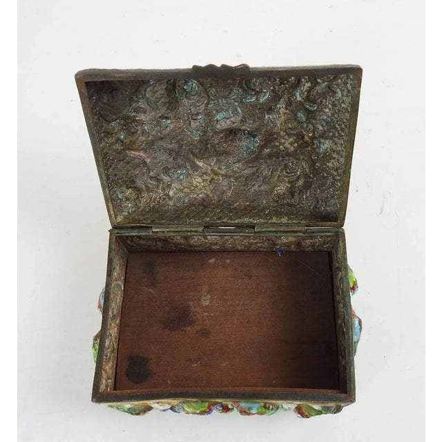 Vintage Chinese Repousse Enameled Foo Dog Trinket Box | Chairish