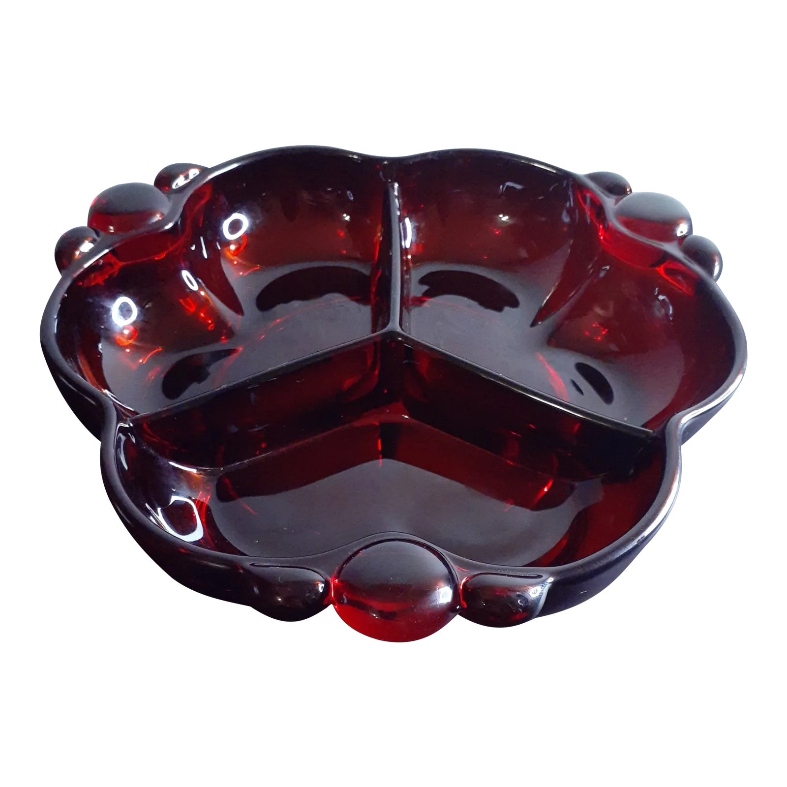 Mikasa Germany Ruby Red Divided Bowl | Chairish
