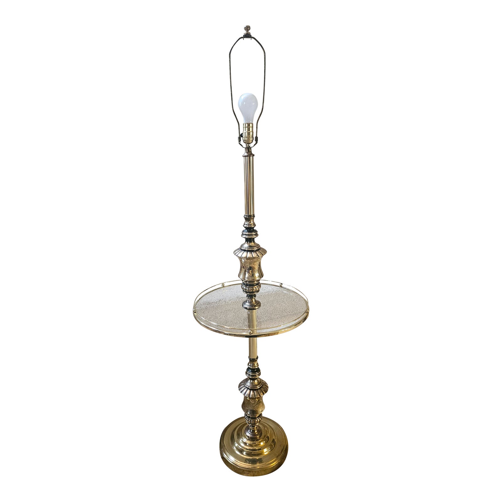 Vintage Brass & Glass Table Floor Lamp | Chairish