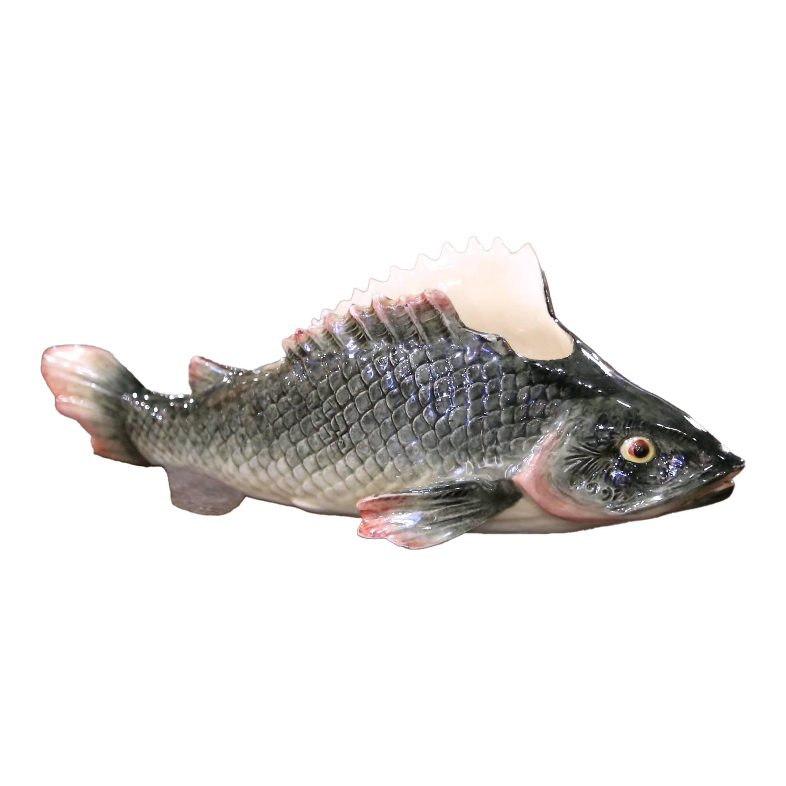 Mid-Century French Painted Barbotine Rainbow Trout Vessel From Fives ...