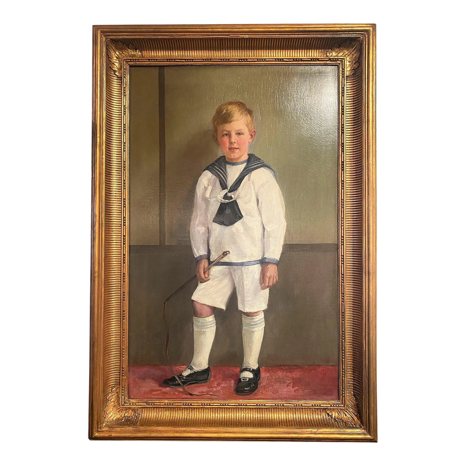 Antique English Oil Painting "Boy in a Sailor Suit" by William D. Adams ...