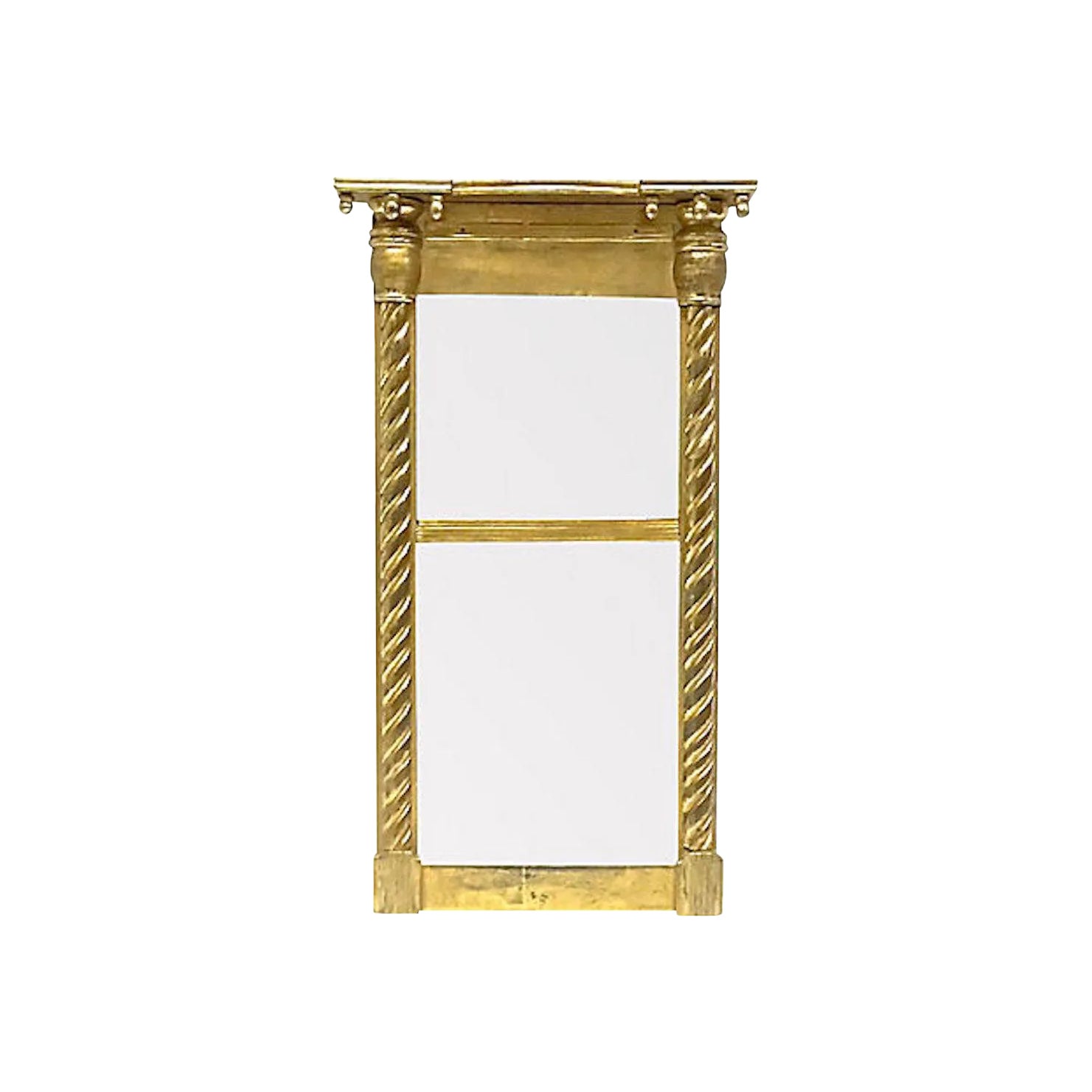 19th Century Gothic Gilt Spiral Column Mirror | Chairish