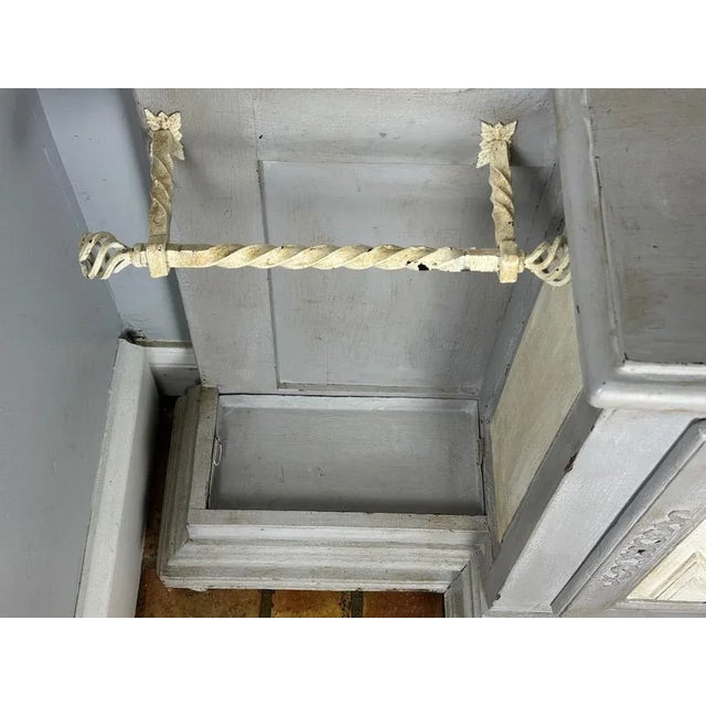 Hand Painted and Carved Hall Tree Mirror With Hooks | Chairish