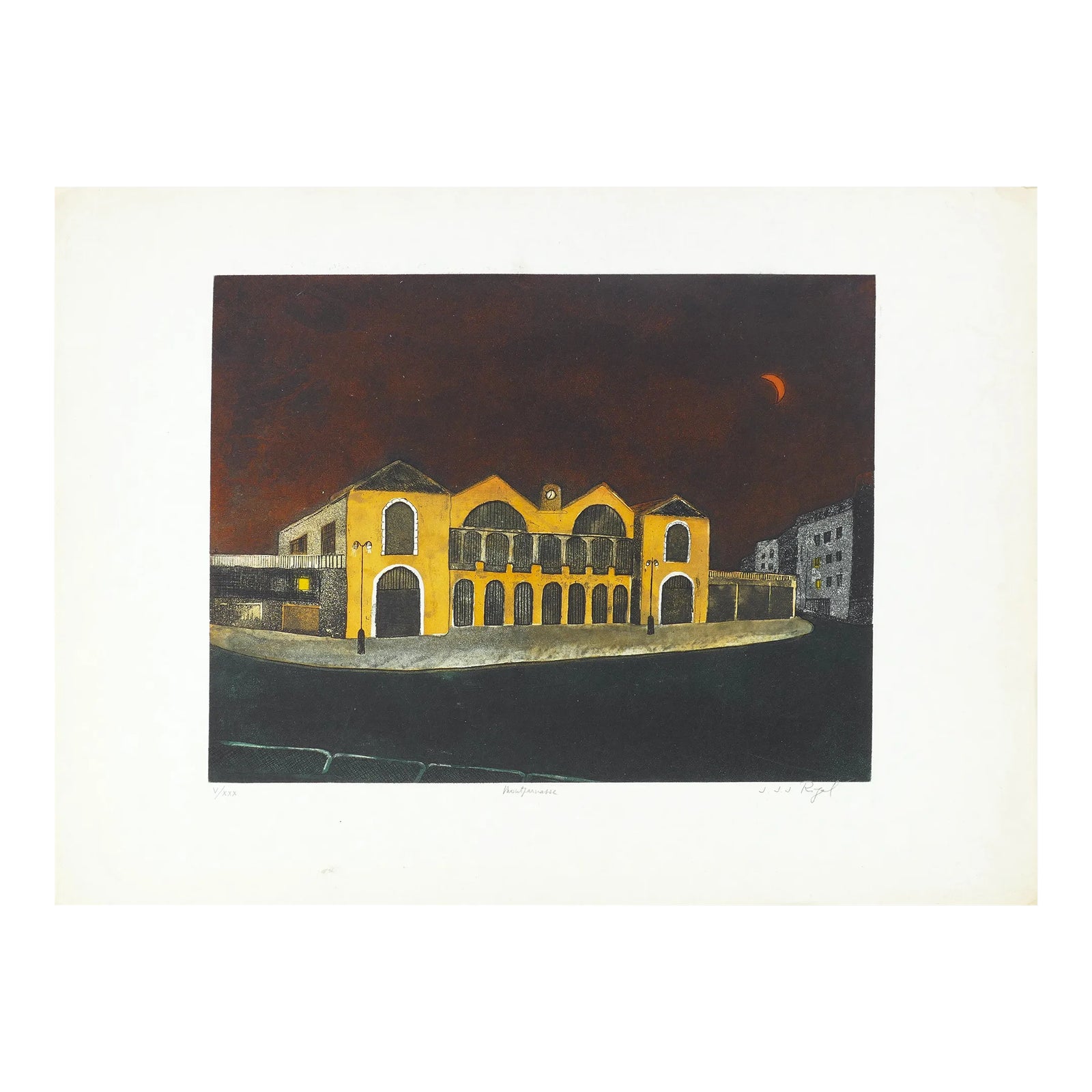 Montparnasse - Original Etching by Jacques Joachim Jean Rigal - 1970s ...
