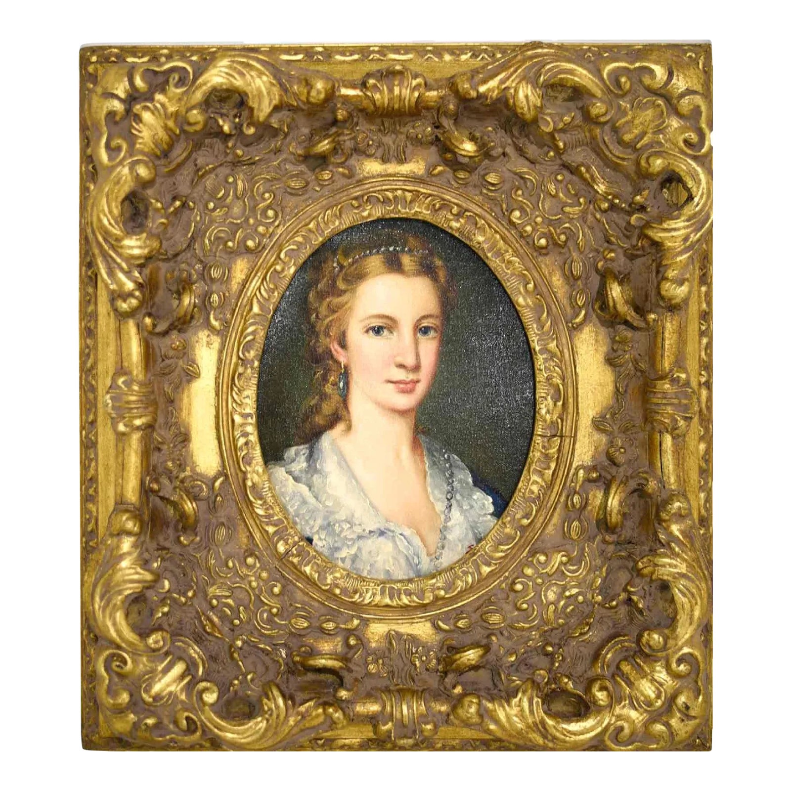 Portrait of Esther Framed Original Oil on Canvas 16in. X 18in. | Chairish