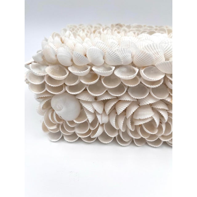 Late 20th Century Vintage White Scallop Shell Rosette Covered Box ...