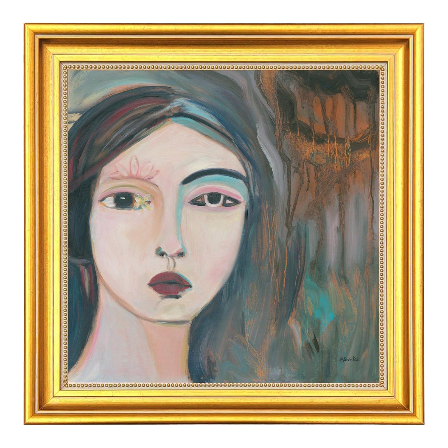 Abstract Pop Art Portrait Oil Painting by Alexandra Swistak | Chairish