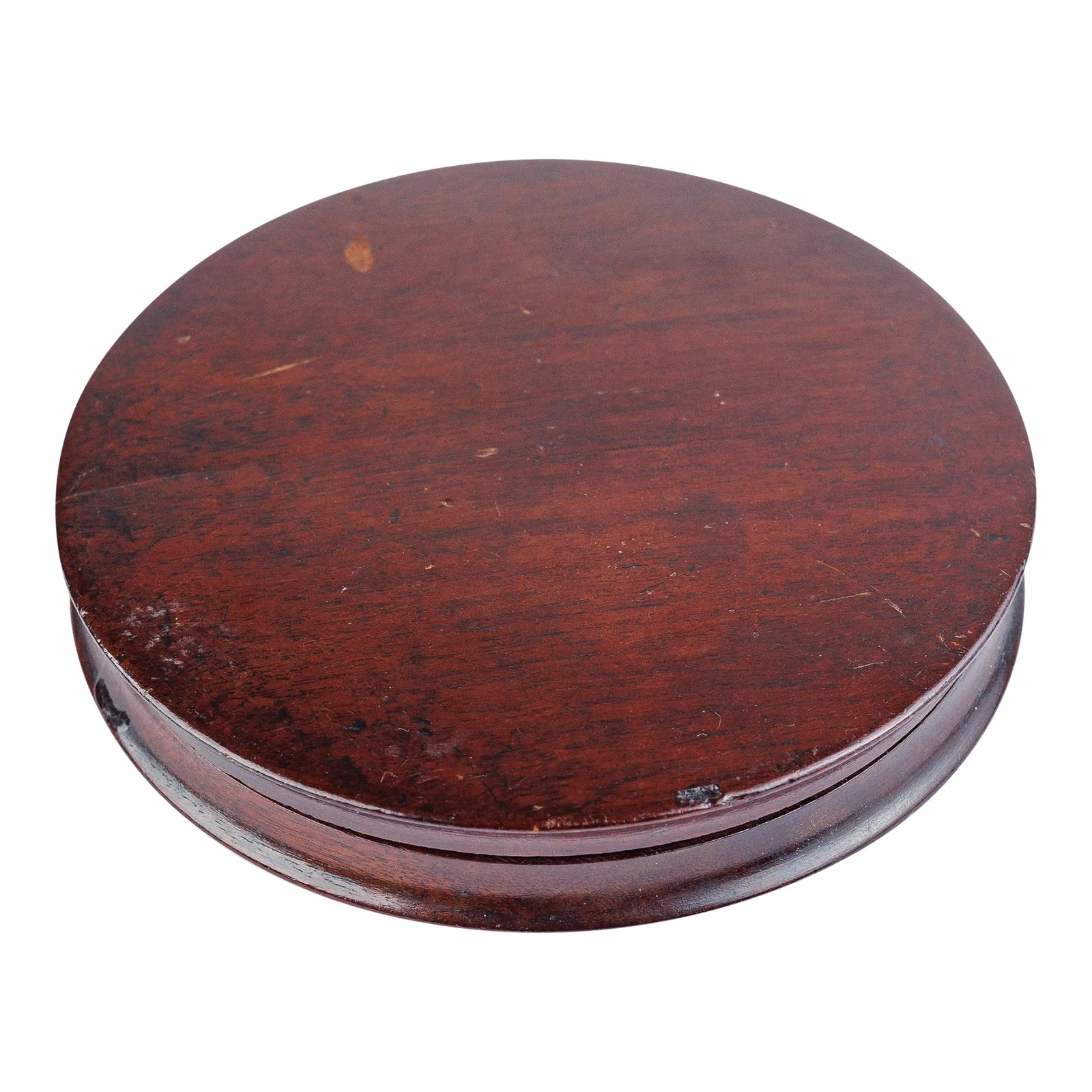 19th Century Antique English Treen Round Lidded Box | Chairish