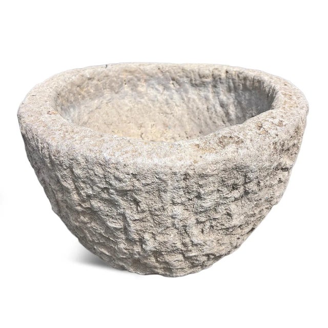 Vintage Stone Rustic Planter Bowl | Chairish